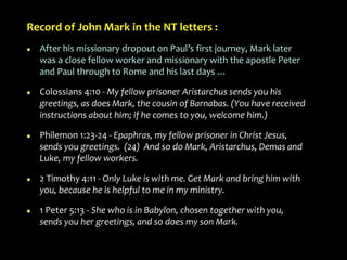 New Testament Survey no.5: Mark - His Gospel Account | PPT