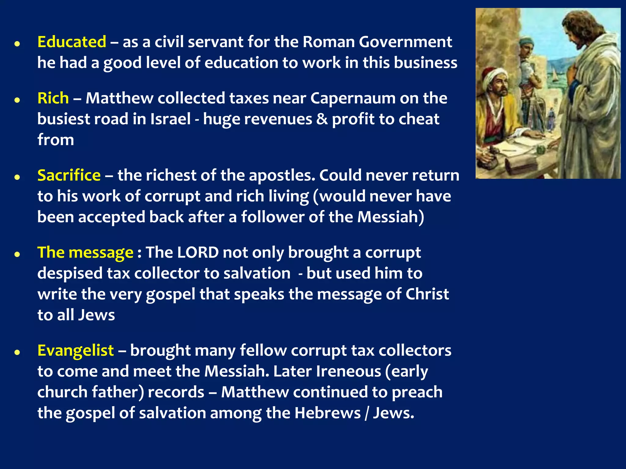 NEW TESTAMENT SURVEY. Session 4: MATTHEW - His Gospel | PPTX