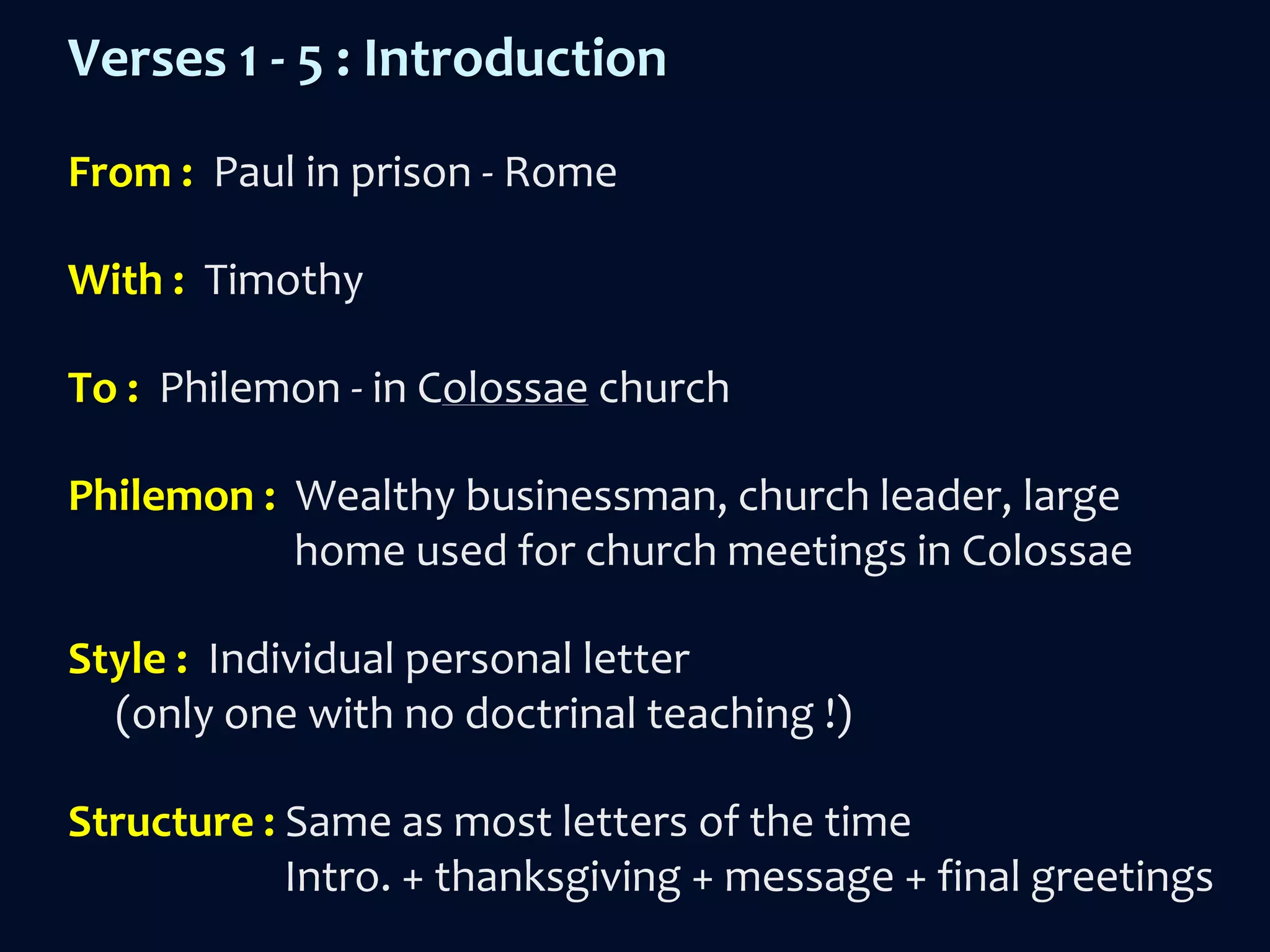 New Testament Survey - no.22: Paul - Letter to Philemon | PPTX