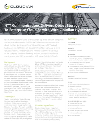 NTT Communications Delivers Object Storage to Enterprise Cloud Service with Cloudian HyperStore ...