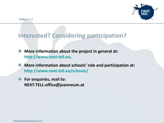 Introduction to NEXT-TELL project for schools | PPT