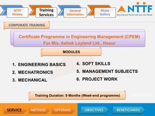 Nttf corporate training presentation | PPTX | Automotive Industry | Industries