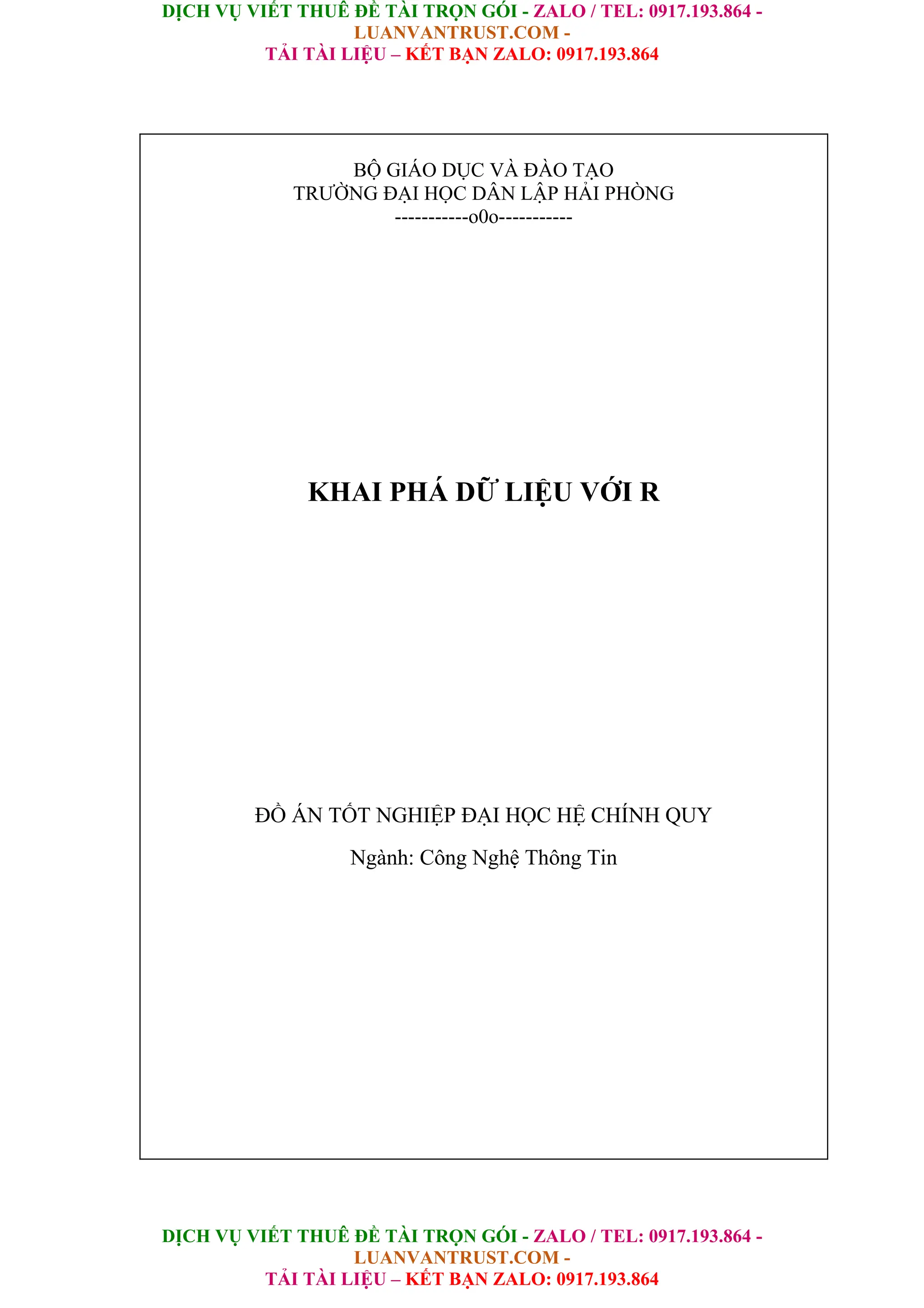 Đồ Án Tốt Nghiệp Khai Phá Dữ Liệu Với R.doc