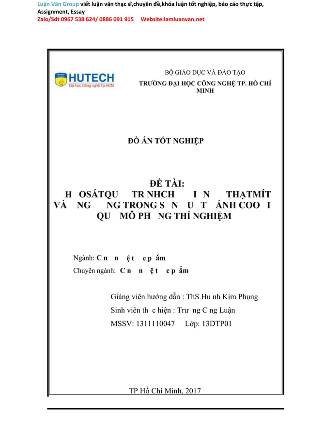 Đồ án tốt nghiệp Khảo sát quy trình chế biến bột hạt mít và ứng dụng trong sản xuất bánh cookie ...