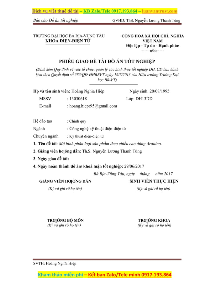 Đồ án tốt nghiệp Mô hình phân loại sản phẩm theo chiều cao dùng Arduino.doc