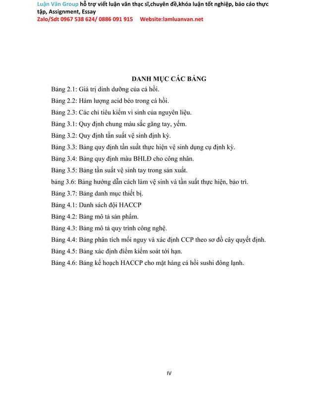 Đồ án tốt nghiệp Nghiên cứu, xây dựng kế hoạch HACCP cho quy trình sản xuất cá hồi sushi đông ...