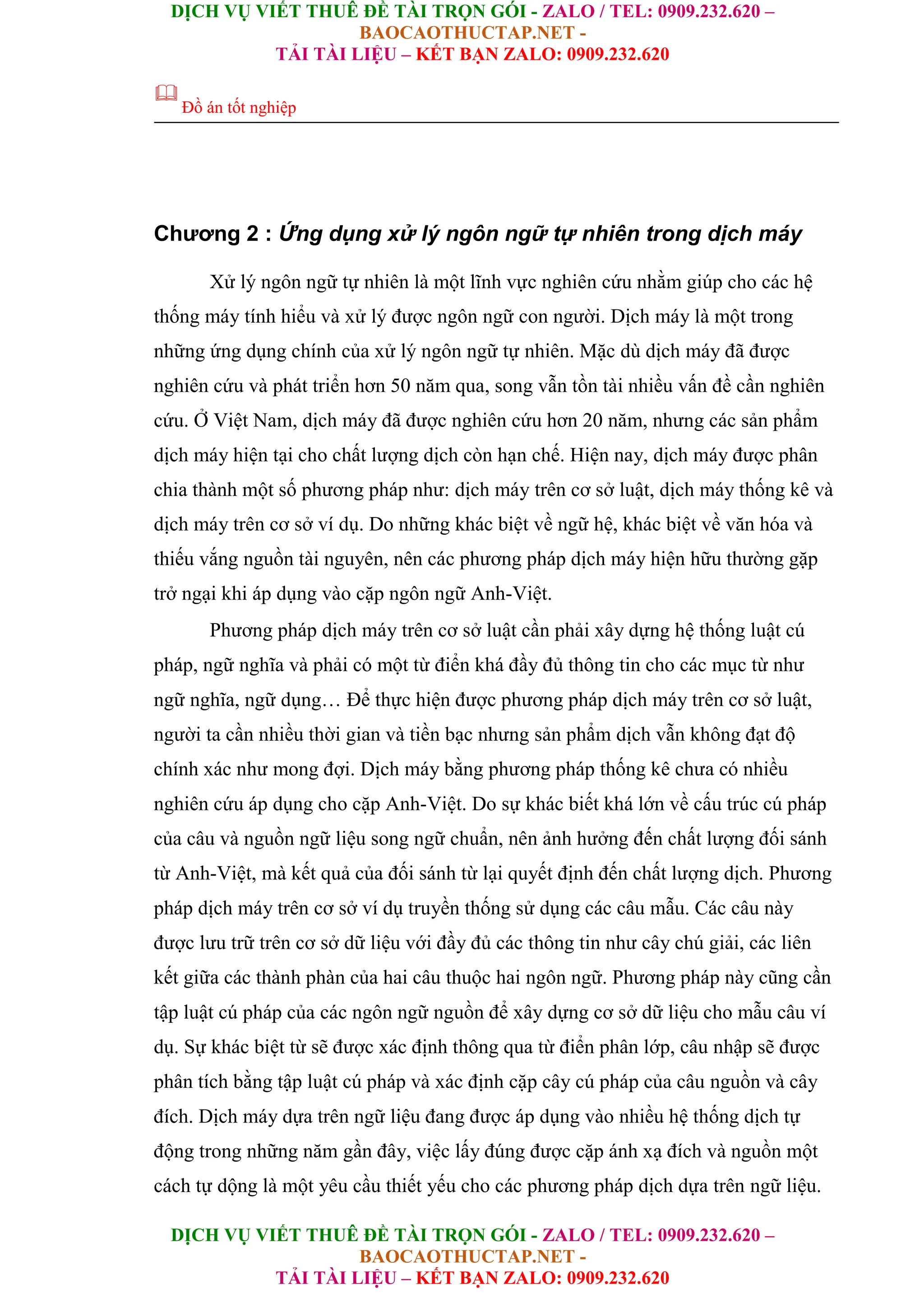 Đồ Án Tốt Nghiệp Tìm Hiểu Về Xử Lý Ngôn Ngữ Tự Nhiên Và Máy Dịch - Viết Chương Trình Mô Phỏng Từ ...