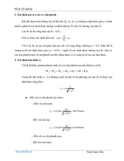 Đồ án Tính toán hệ thống phanh ô tô có trọng lượng khi đầy tải là 17000 kg | PDF
