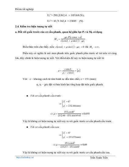 Đồ án Tính toán hệ thống phanh ô tô có trọng lượng khi đầy tải là 17000 kg | PDF