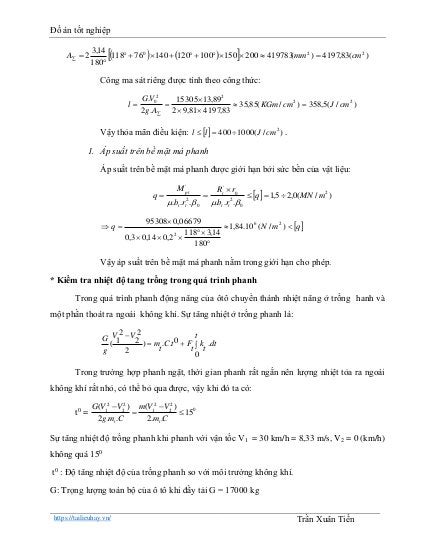 Đồ án Tính toán hệ thống phanh ô tô có trọng lượng khi đầy tải là 17000 kg | PDF
