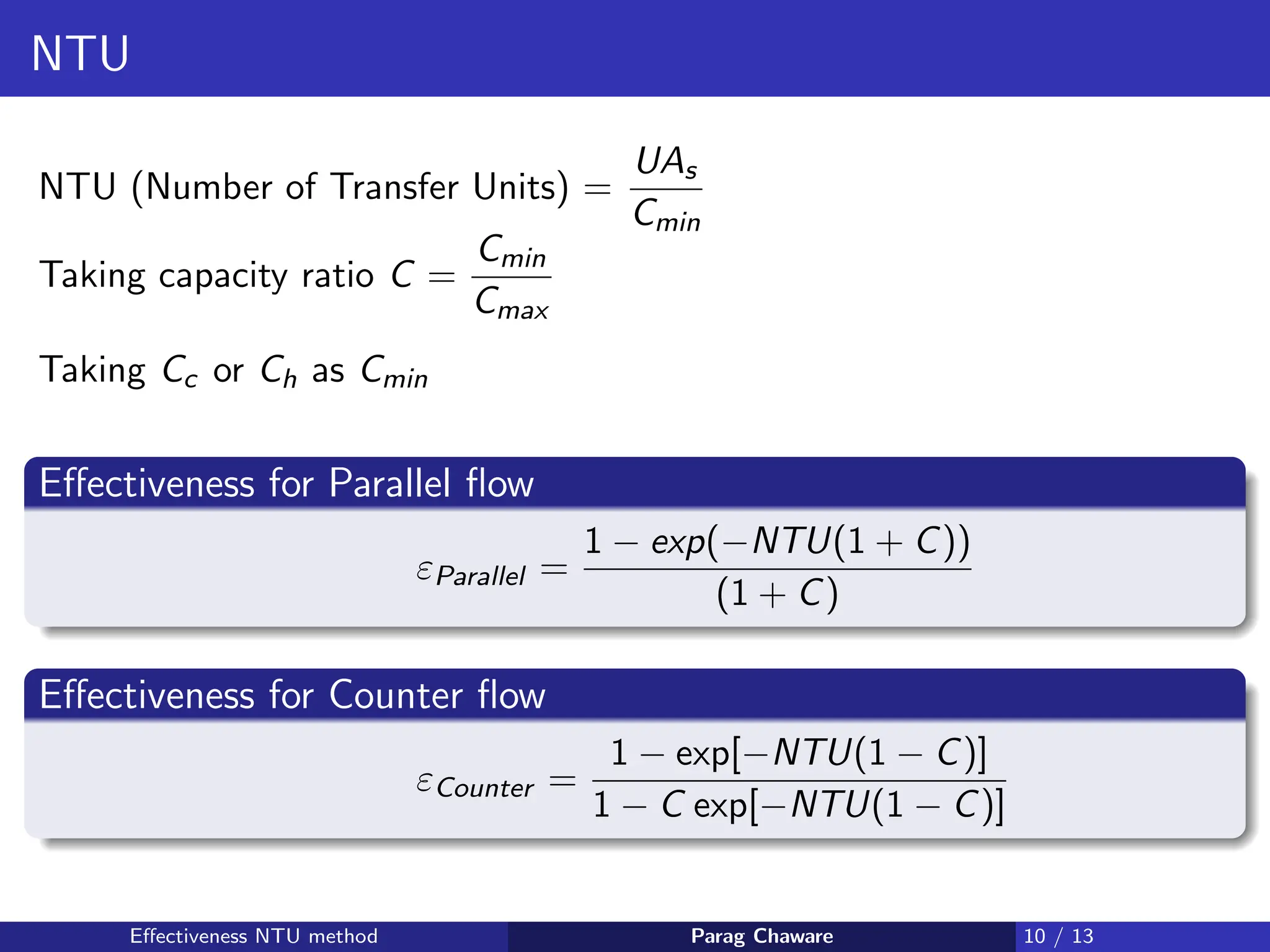 Heat Exchanger Analysis by NTU Method - Basics | PDF