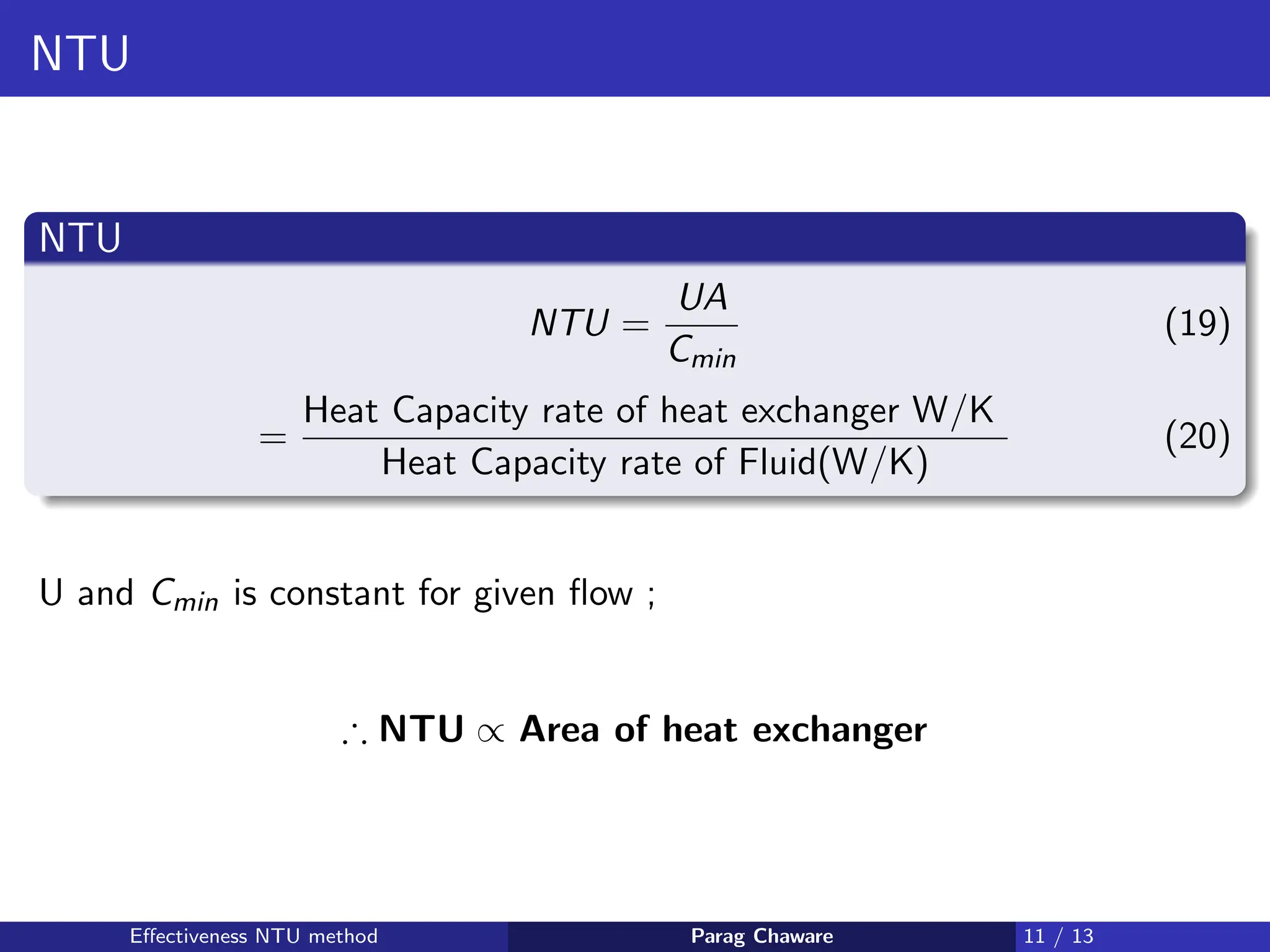 Heat Exchanger Analysis by NTU Method - Basics | PDF