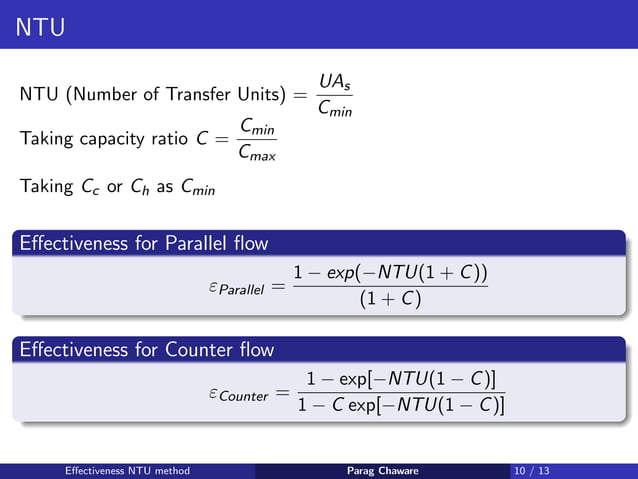 Heat Exchanger Analysis by NTU Method - Basics | PDF | Physics | Science