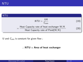 Heat Exchanger Analysis by NTU Method - Basics | PDF | Physics | Science