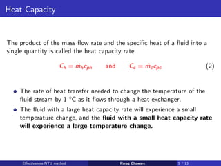 Heat Exchanger Analysis by NTU Method - Basics | PDF