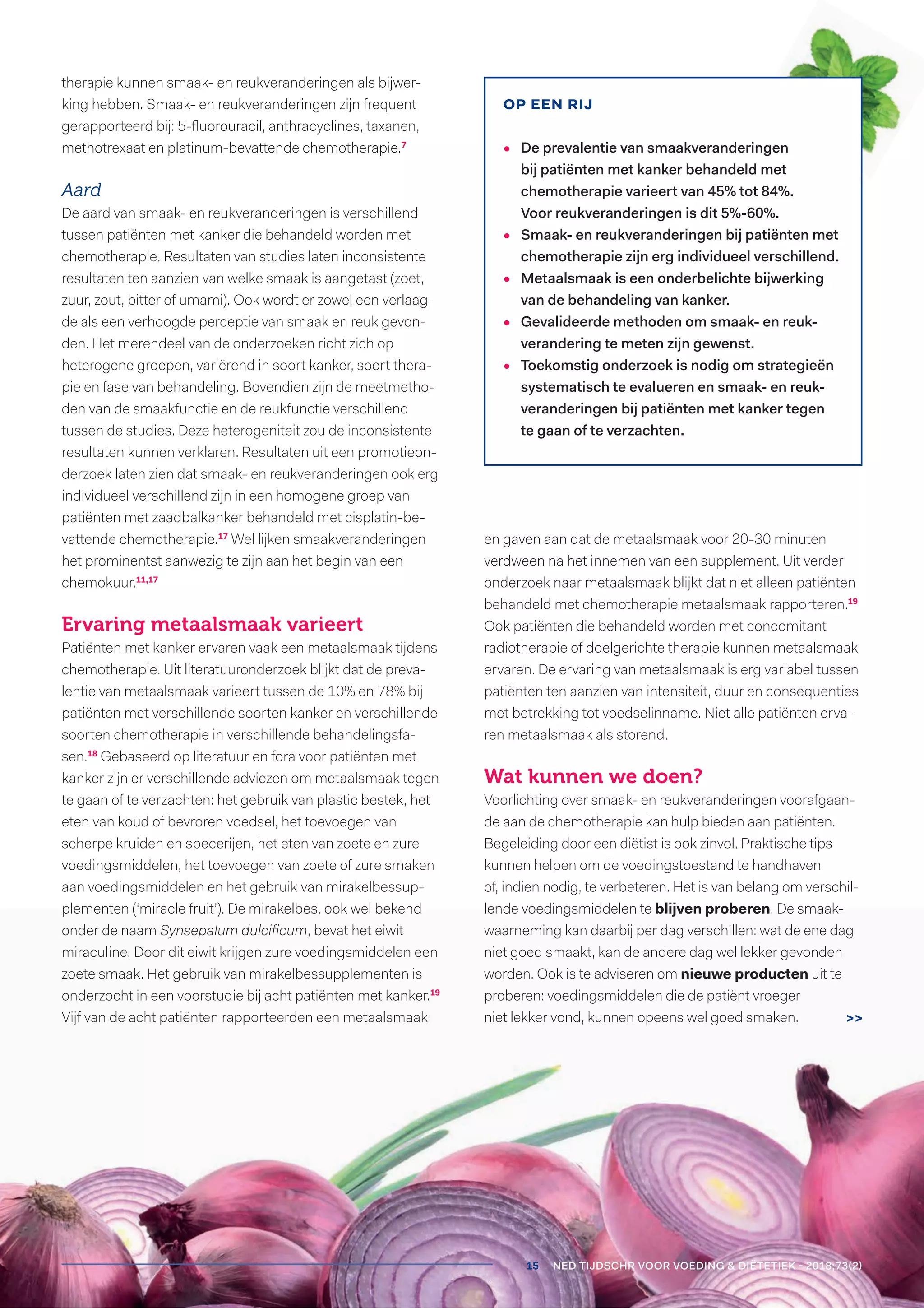 Overzichtsartikel NTVD: Smaak, reuk en chemotherapie | PDF