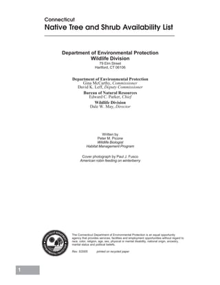 Connecticut Native Tree and Shrub Availability List | PDF