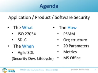 NTXISSACSC3 - Beyond ISO 27034 - Intel's Product Security Maturity Model (PSMM) by Harold Toomey ...