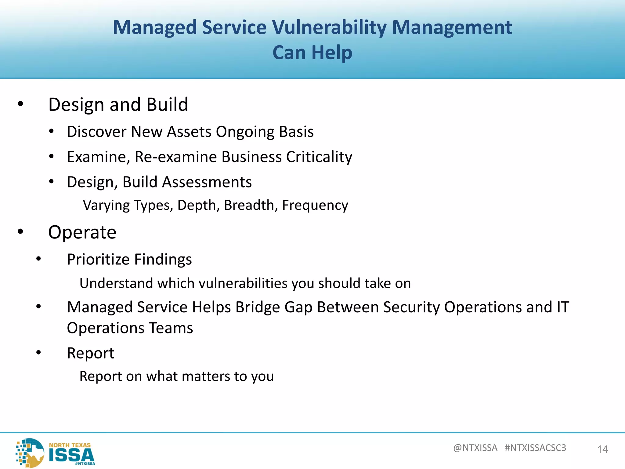 NTXISSACSC4 - Introducing the Vulnerability Management Maturity Model ...