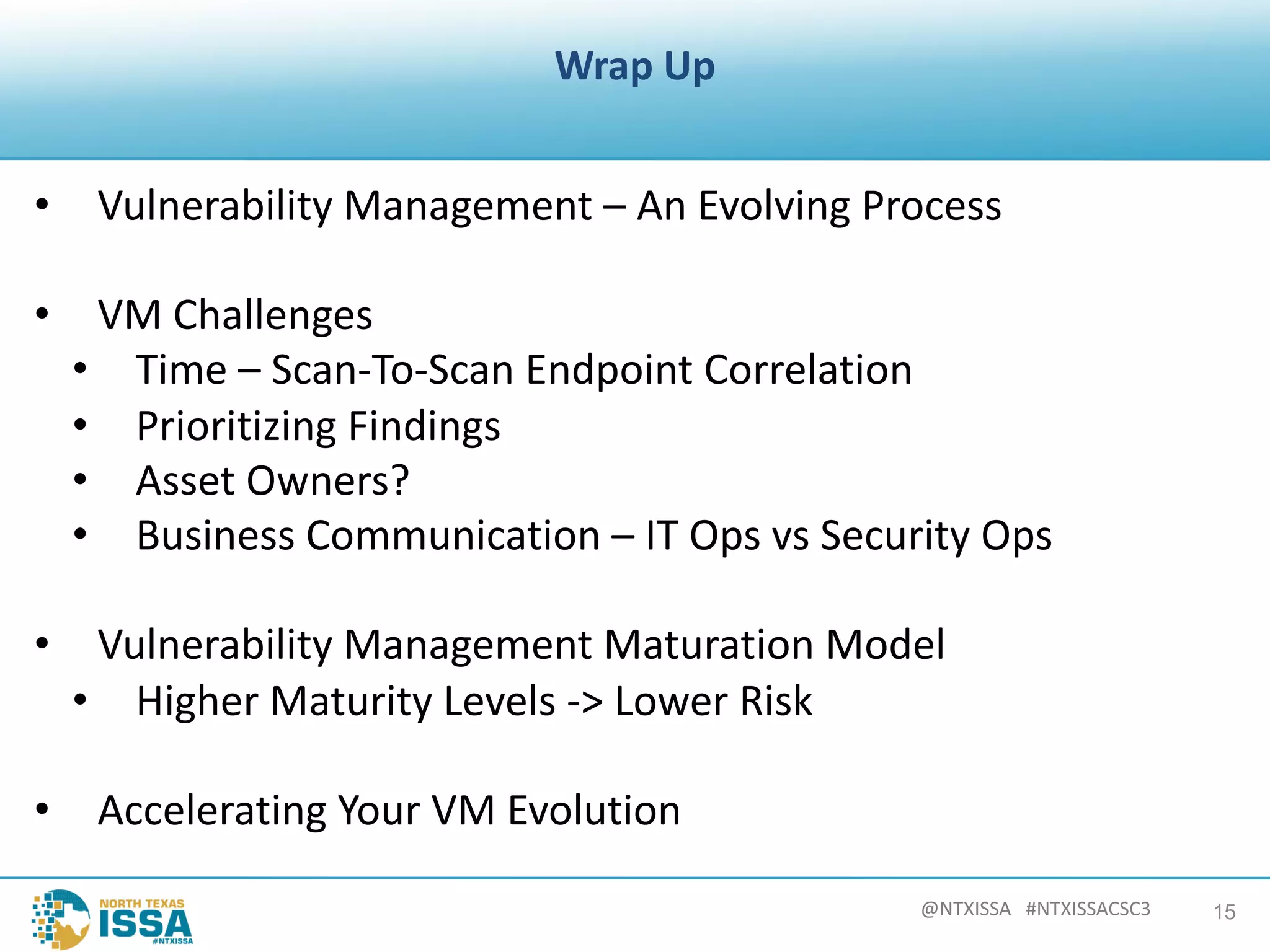 NTXISSACSC4 - Introducing the Vulnerability Management Maturity Model ...