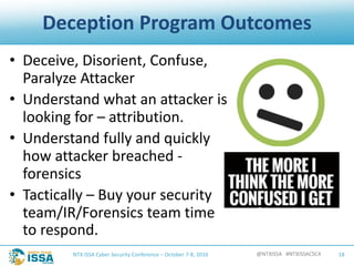 NTXISSACSC4 - Detecting and Catching the Bad Guys Using Deception | PDF