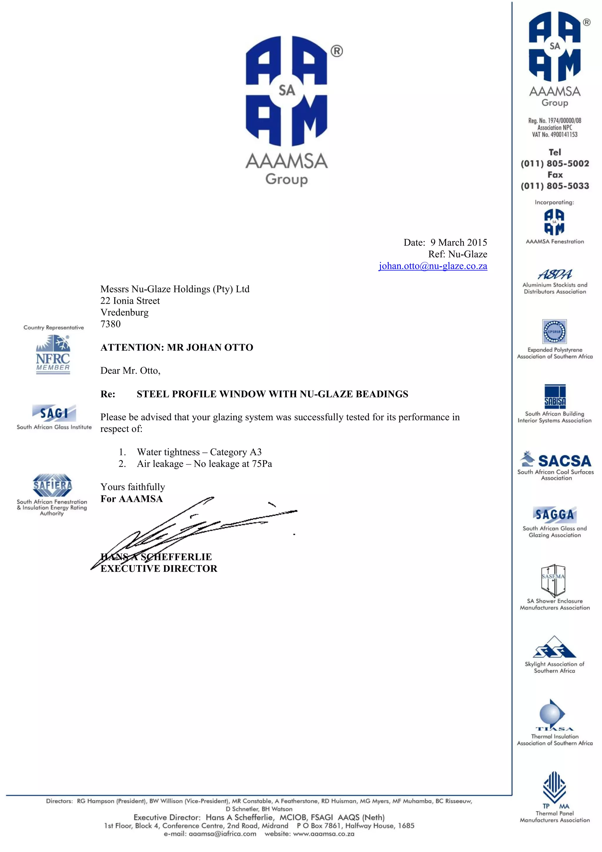 Nu glaze AAAMSA Test Report | PDF