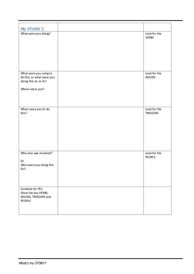 What's my story session handout