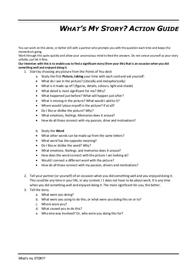 What's my story session handout