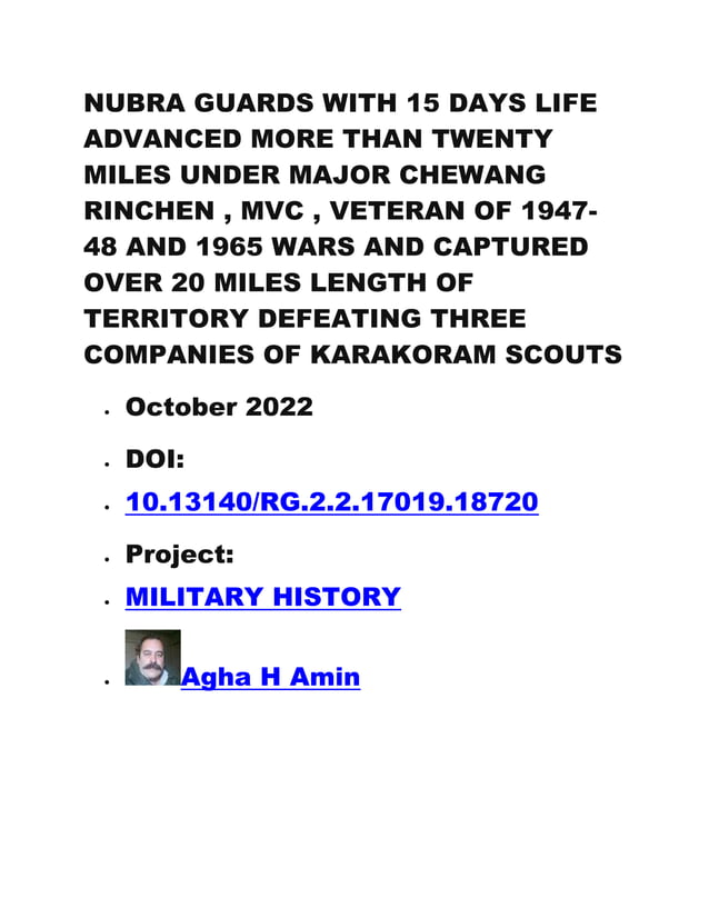 NUBRA GUARDS IN 1971- A FINE LADAKHI UNIT | PDF