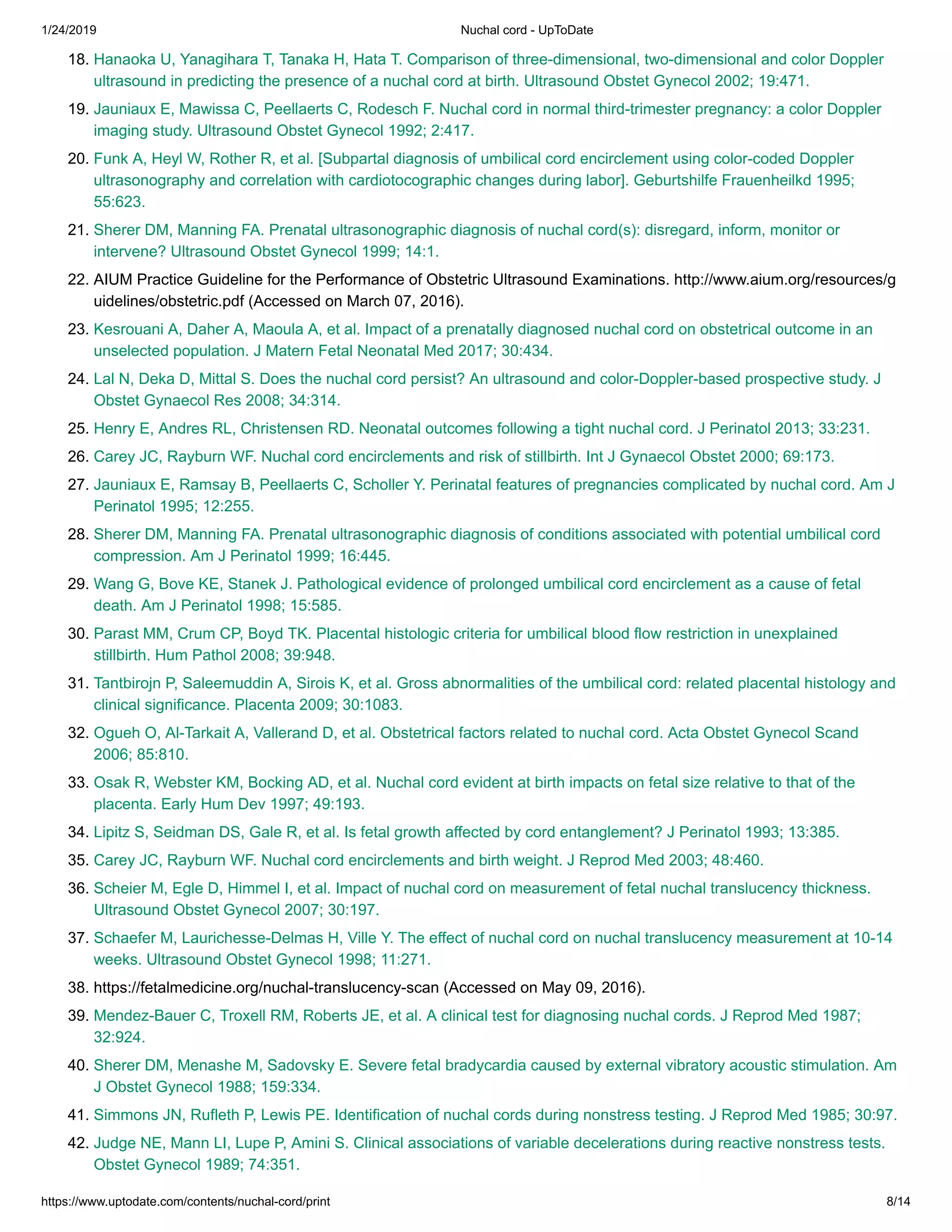 Nuchal cord - uptodate 2019 day ron quan co thai nhi | PDF