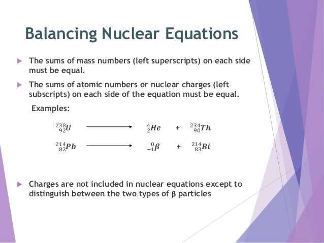 Nuclear equations