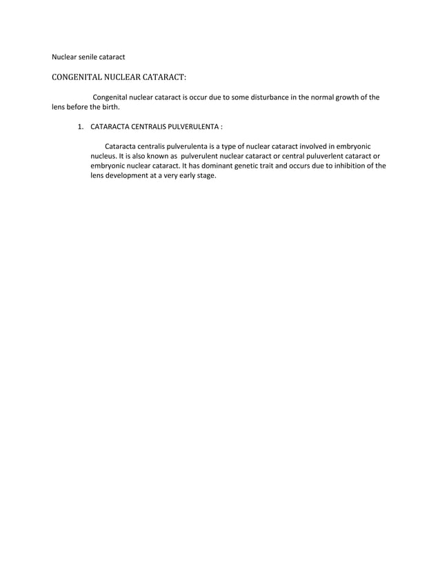 NUCLEAR CATARACT PROJECT for Career growth | PDF