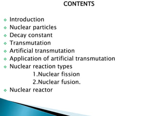 Nuclear chemistry of the particles | PPTX