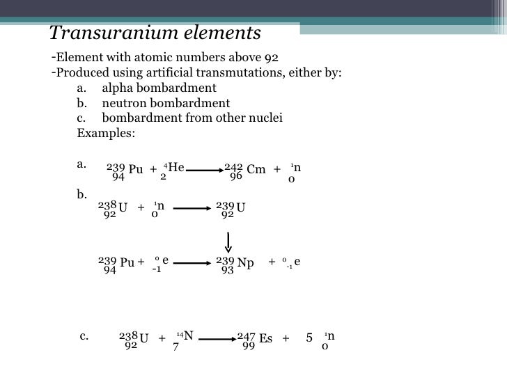 Transuranium Elements Examples