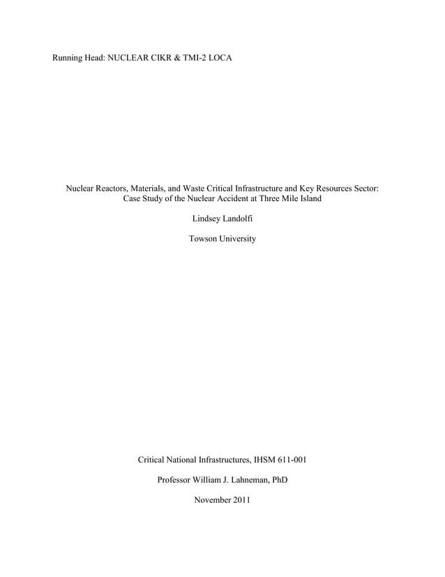 Nuclear Reactors, Materials, and Waste CIKR Sector: Case Study of the ...