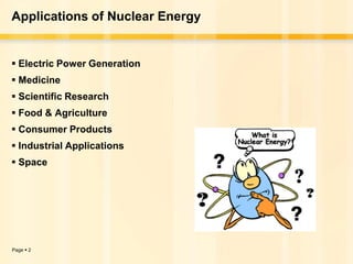 Uses Of Nuclear Energy