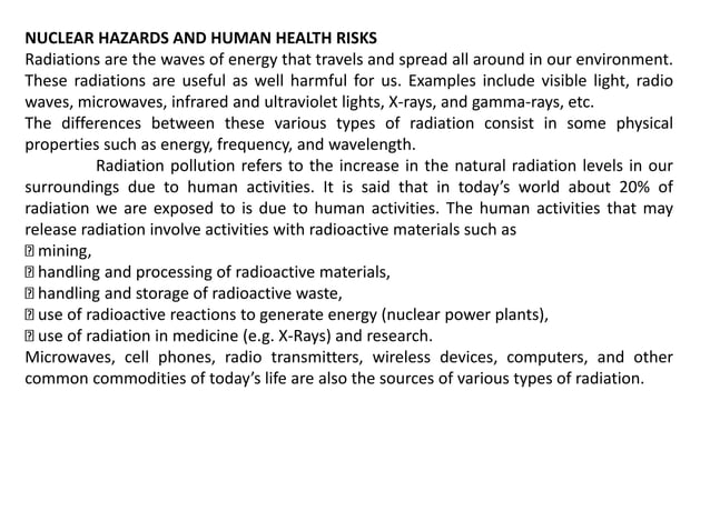 Nuclear hazards and human health | PPTX