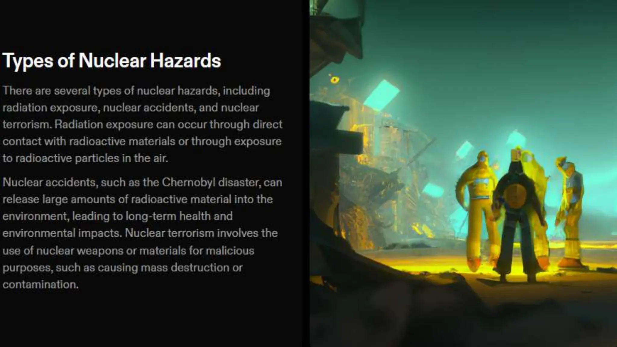 Nuclear Hazards presentation describes about the different nuclear hazards and the history of ...