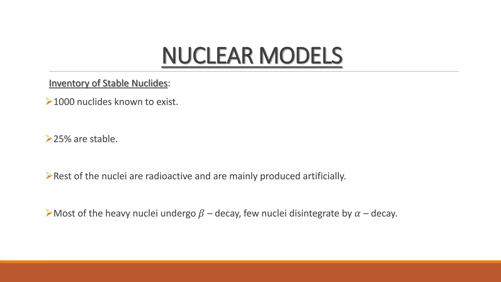 NUCLEAR MODELS | PPTX | Chemistry | Science