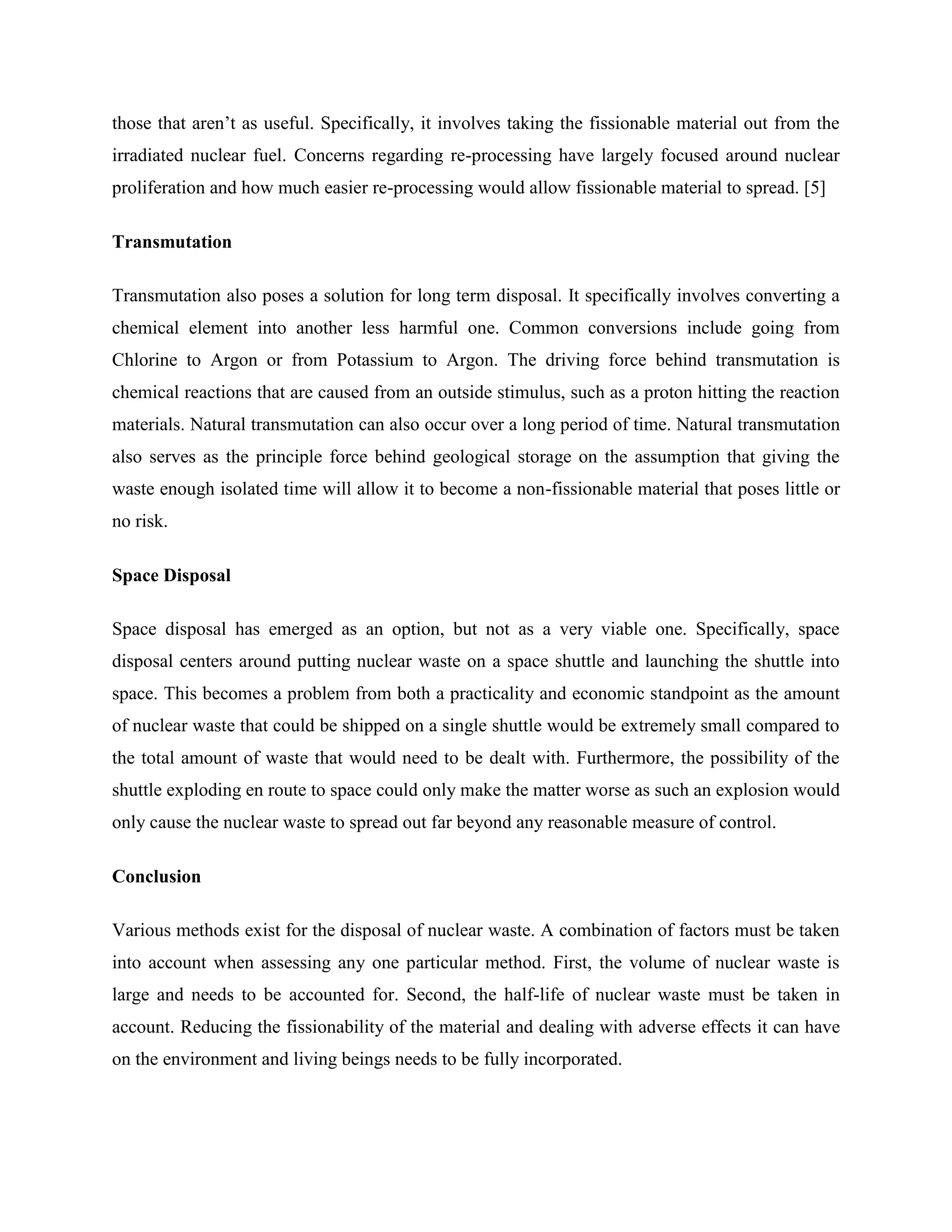 Nuclear waste disposal methods | DOCX