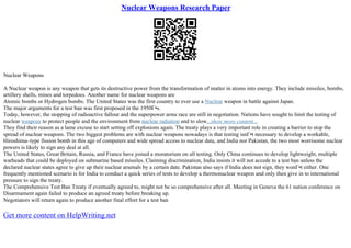 Nuclear Weapons & Nuclear Warfare Essay | PPT