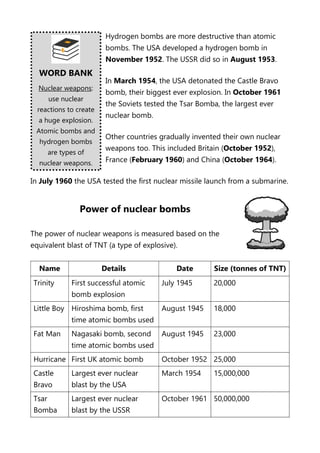 The Development and Impact of Nuclear Weapons from WWII to the Cold War ...