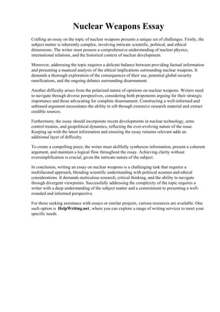 Nuclear Weapons Essay | PDF