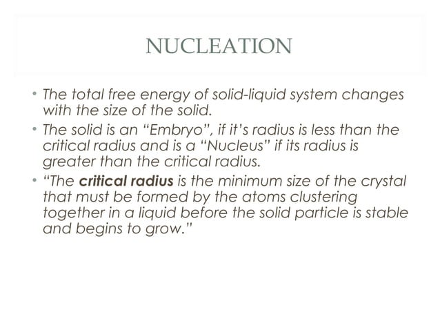 Nucleation & crystallization | PPT