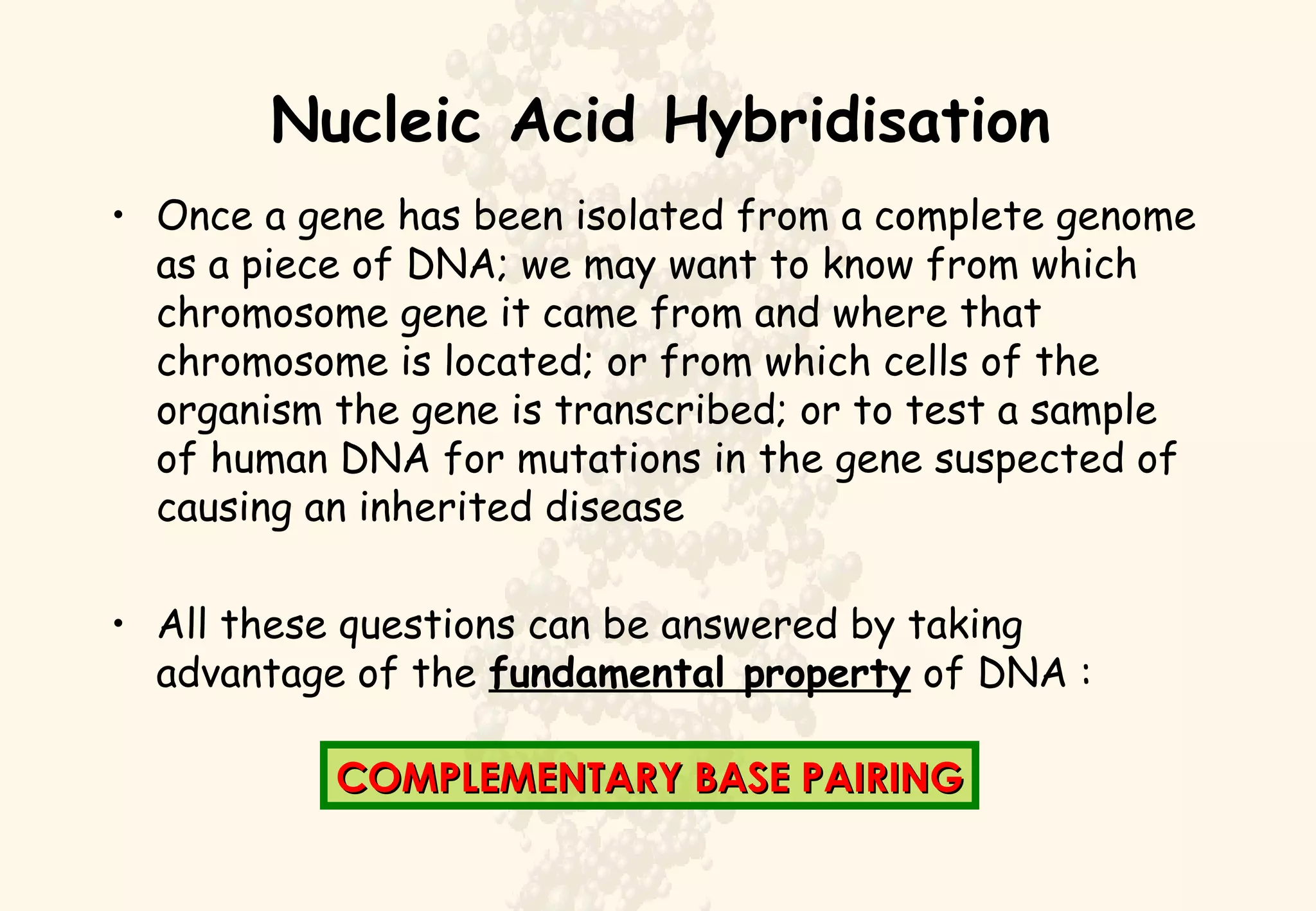 Nucleic Acid Hybridisation & Gene Mapping | PPT