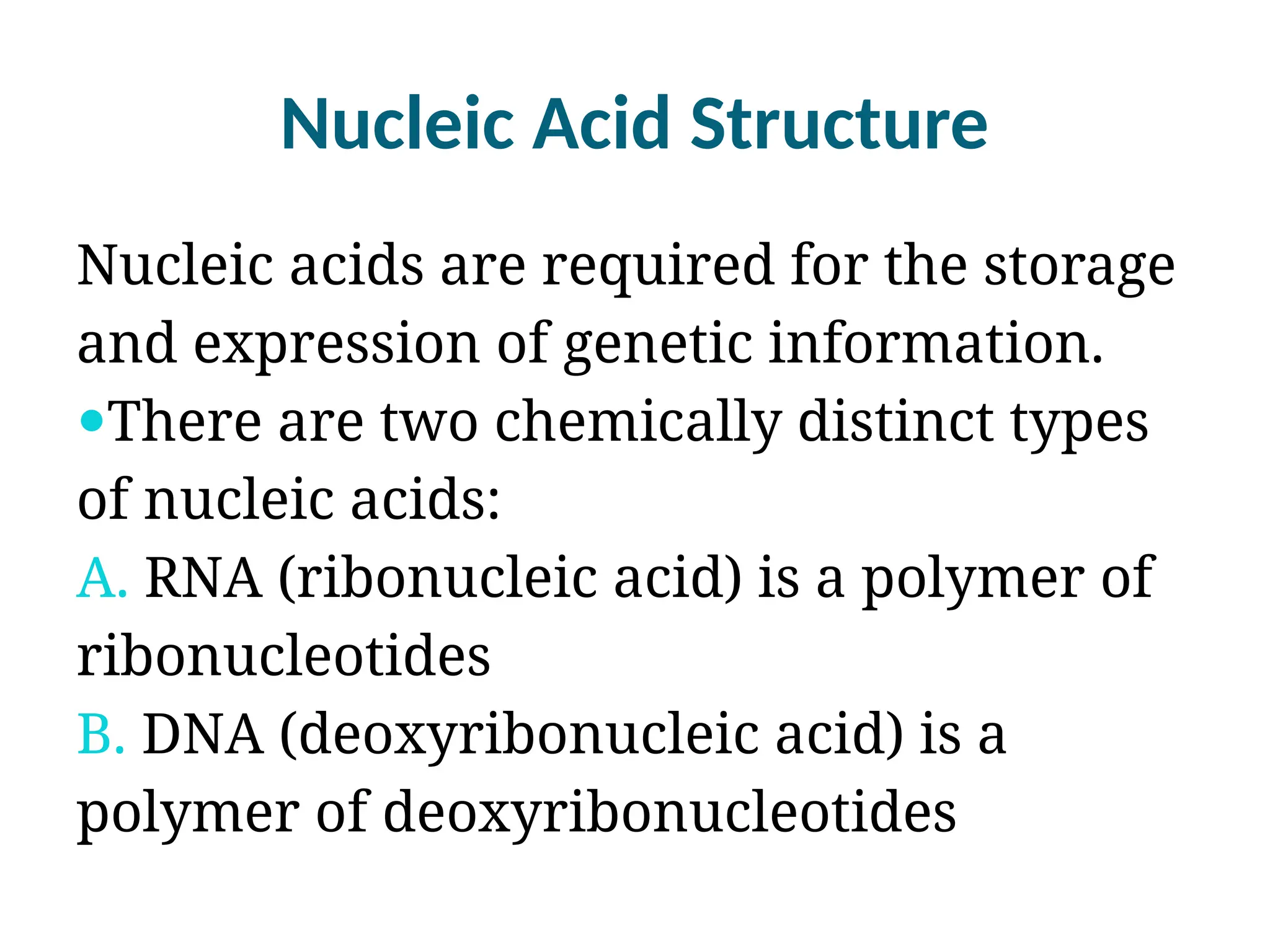 Nucleic Acid types, chemistry and structure | PPTX | Biological ...