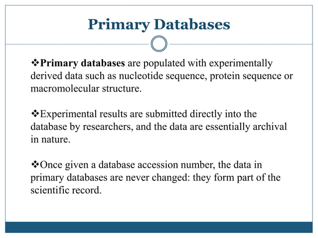 Nucleic Acid Databases (NDB ) of bioinformatics pptx | PPTX | Databases | Computer Software and ...