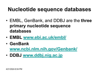 Nucleic_Acid_Databases, Bioinformatics, genome | PPT