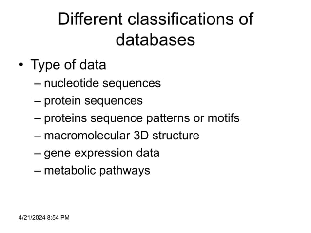 Nucleic_Acid_Databases, Bioinformatics, genome | PPT | Databases | Computer Software and ...