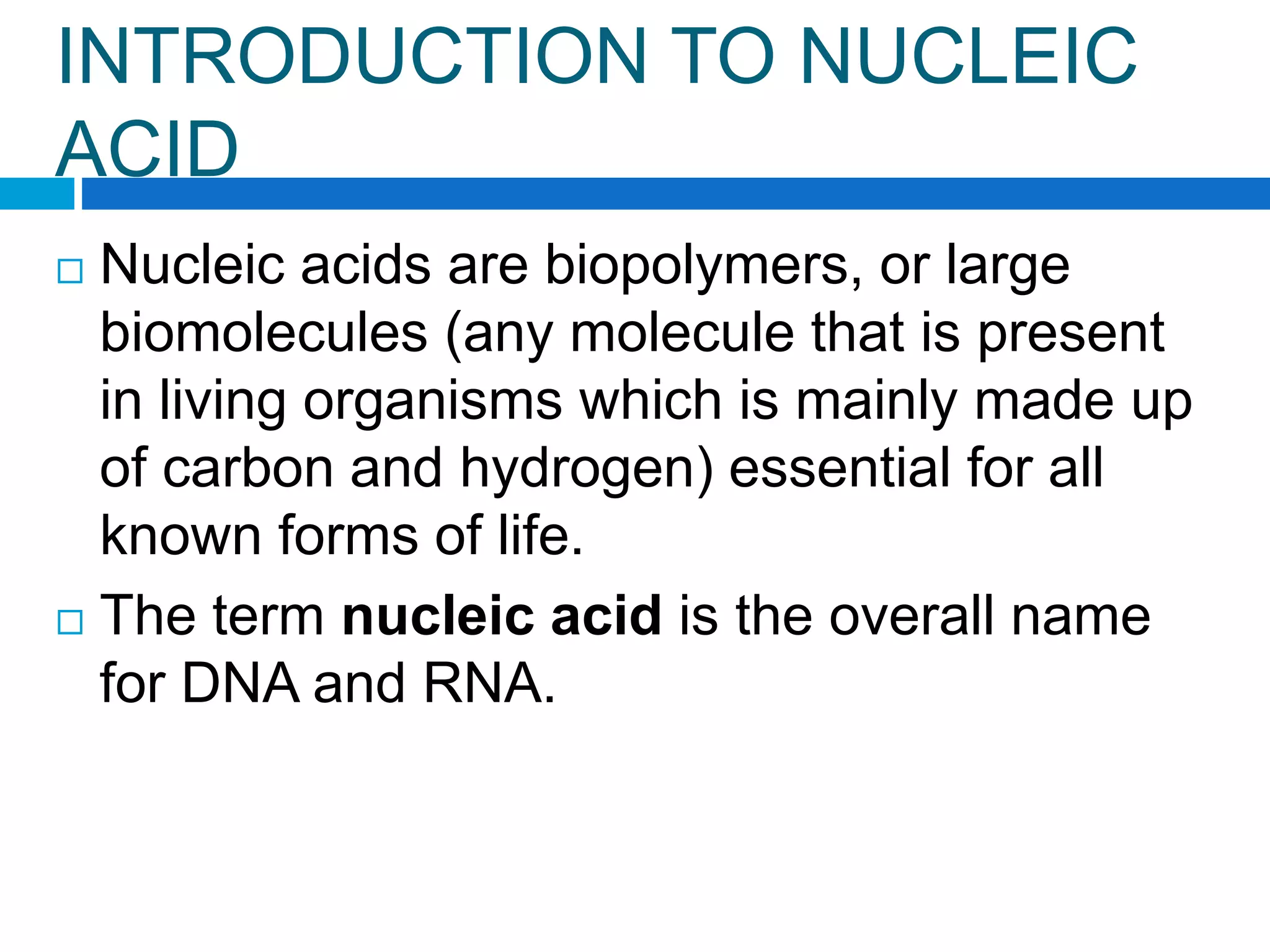 Nucleic acid introduction & metabolism | PPTX